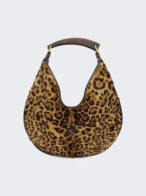 Saint Laurent Mombasa Medium Leopard Print Pony Hair Leather Bag - Brown