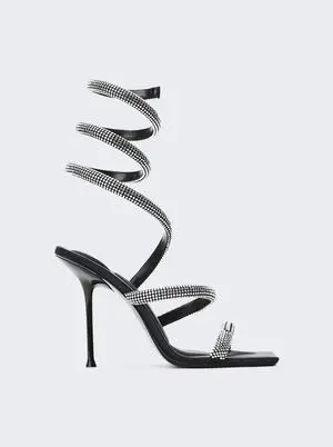 Alexander Wang Julie Crystal Coil Sandal - Black