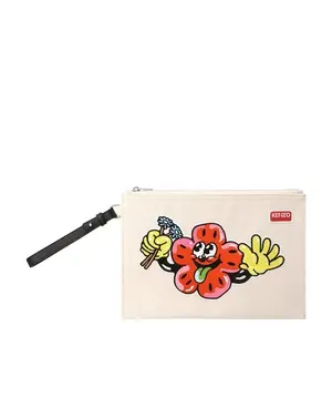Kenzo Zipped Clutch Bag With Motif Embroidery - Multicolor