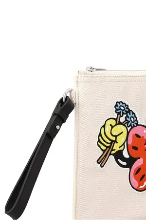 Kenzo Zipped Clutch Bag With Motif Embroidery