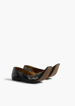 Khaite Marlene Ballerina In Glazed Leather - Black