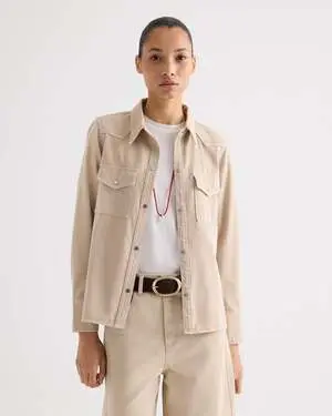TWP Ranchers Daughter Shirt In Japanese Natural Denim - Sandshell