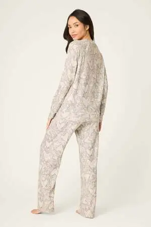 PJ Salvage Snakeskin Heart Print Peachy Pajama Set