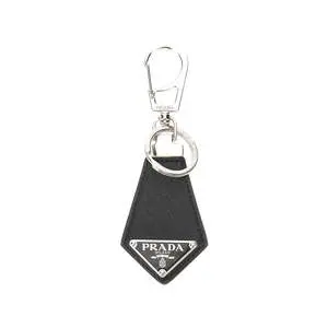 Prada Saffiano Leather Keyholder With Logo - Black