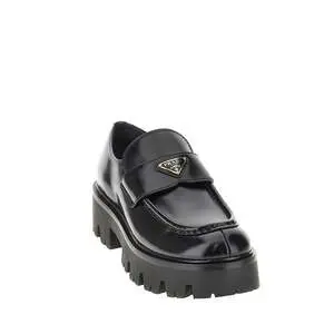 Prada Spazzolato Leather Loafers With Lug Sole