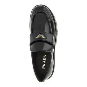 Prada Spazzolato Leather Loafers With Lug Sole