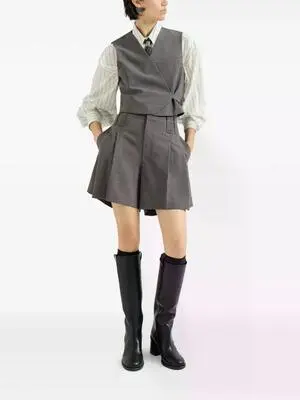 Brunello Cucinelli Formal Wool Shorts With Monili Detail