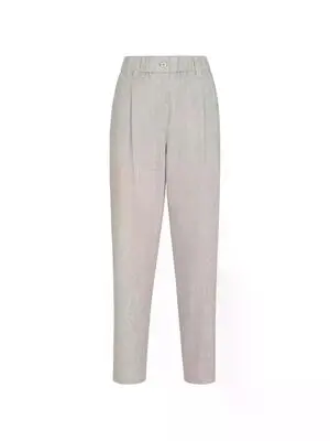 Brunello Cucinelli Wool Flannel Baggy Trousers With Monili Detail - Grey
