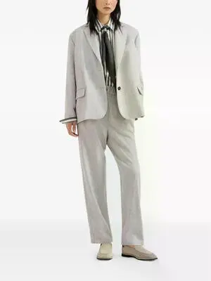 Brunello Cucinelli Wool Flannel Baggy Trousers With Monili Detail - Grey