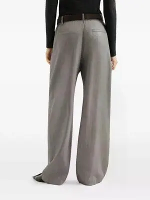 Brunello Cucinelli Virgin Wool Pinstripe Track Trousers With Monili Detail - Grey