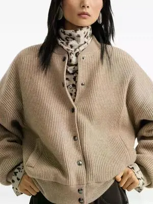 Brunello Cucinelli Cashmere English-rib Knit Bomber Jacket With Thermore® Padding - Neutrals