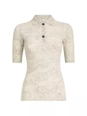 Brunello Cucinelli Silk, Alpaca, And Wool Flower-lace Knit Polo