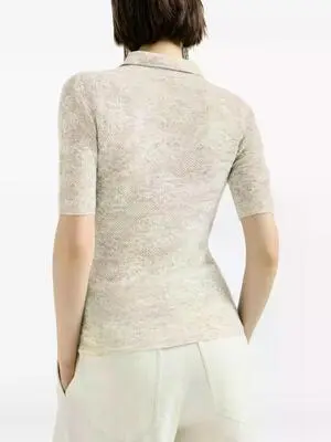 Brunello Cucinelli Silk, Alpaca, And Wool Flower-lace Knit Polo