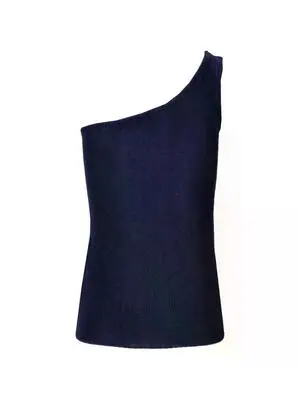 LA ROSE One-shoulder Knitted Blouse - Blue