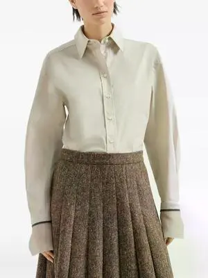 Brunello Cucinelli Cotton Poplin Shirt With Silk Cuffs