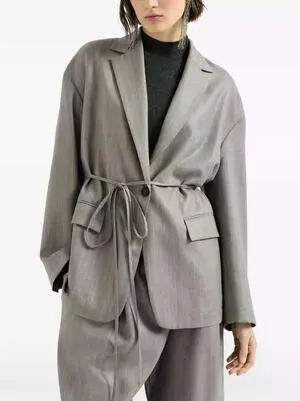 Brunello Cucinelli Virgin Wool Pinstripe Blazer With Monili