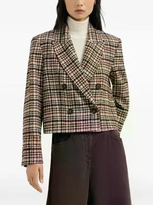 Brunello Cucinelli Checked Wool And Alpaca Blazer With Monili