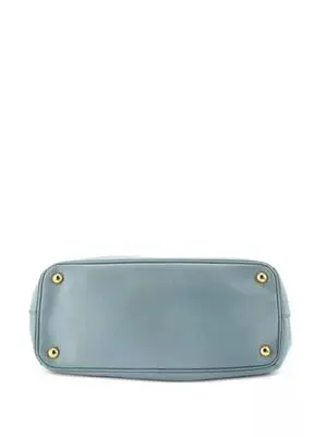 Prada Saffiano Leather Double Zip Tote Bag - Blue
