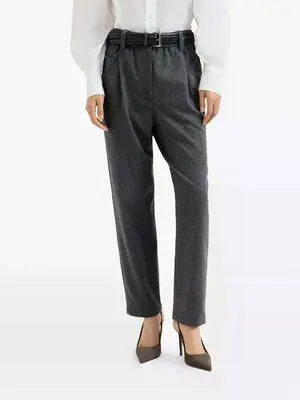 Brunello Cucinelli Wool Flannel Baggy Trousers With Monili Detailing