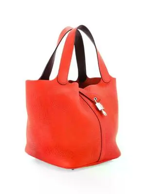 Hermès Picotin Lock Bag Clemence Mm Bucket Bag - Orange