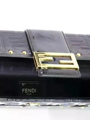 Fendi Baguette Trunk Bag Zucca Embossed Leather Mini Crossbody Bag