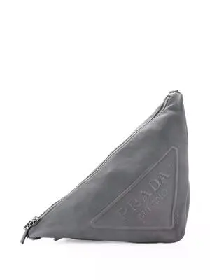 Prada Triangle Logo Zip Messenger Leather Bag