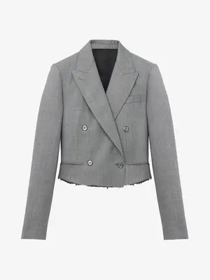 Alexander McQueen Cropped Double-breasted Jacket - Black/ivory