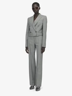 Alexander McQueen Cropped Double-breasted Jacket - Black/ivory
