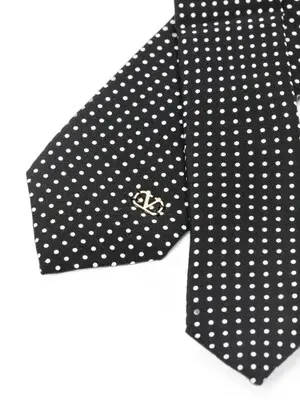 Valentino Garavani Yarn-dyed Polka Dot Silk Neck Tie - Black
