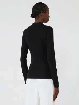 Max Mara Cashmere And Silk Ribbed Polo Shirt - Black