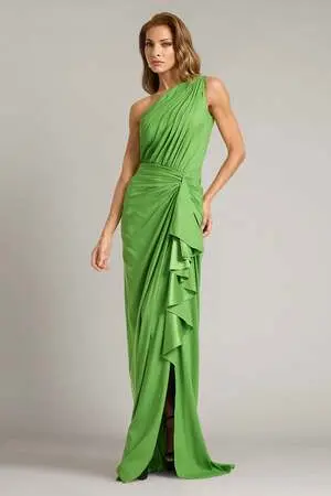 Tadashi Shoji Lena Waterfall Drape Gown - Cactus