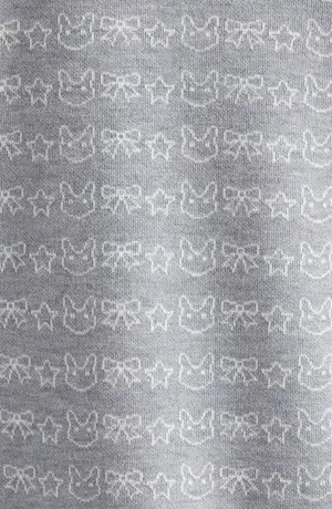 Sandy Liang Merino Wool Bunny Jacquard Polo Sweater