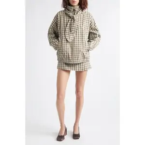 Sandy Liang Eddy Plaid Jacket With Bonnet Hood - Brown Multi