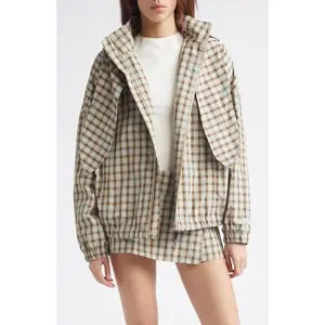 Sandy Liang Eddy Plaid Jacket With Bonnet Hood - Brown Multi