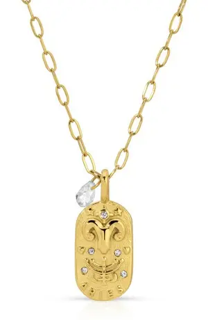KOZAKH KOZAKH Gold Plated Crystal Zodiac Pendant Necklace Aries/gold
