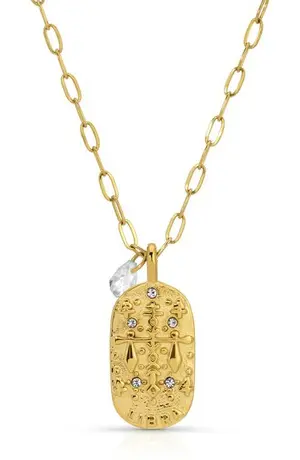 KOZAKH Gold Plated Crystal Zodiac Pendant Necklace - Libra/gold