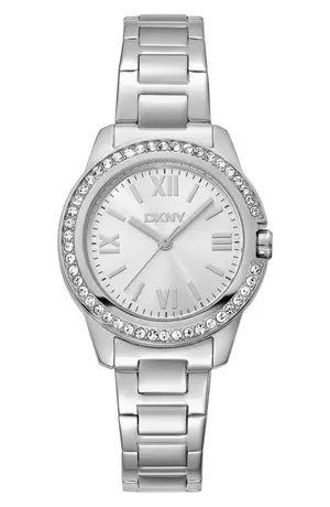 Dkny Two-tone Crystal Bezel Watch - Silver