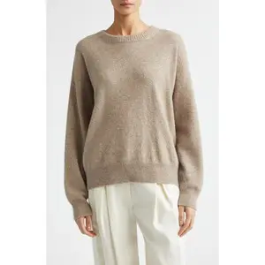 Johnstons Of Elgin Brushed Cashmere & Silk Crewneck Sweater - Cloud Stone