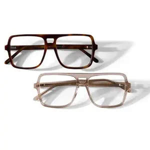 FRENCH KIWIS EYEWEAR Dallas Oversized Square Aviator Reading Glasses - Clear/green