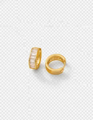 IVY & PEARL CO. Clair De Lune Hoops With Baguette Cubic Zirconia In -filled Setting - Gold