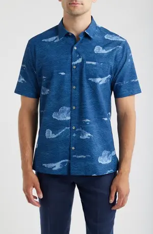 Tori Richard Honu Sighting Performance Pucker Shirt Navy