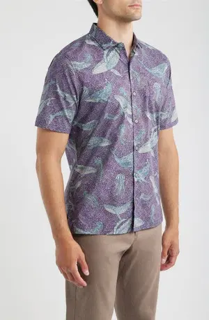 Tori Richard Marine Mosaic Button Down Shirt - Grape