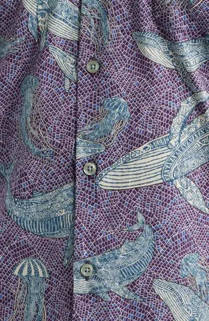 Tori Richard Marine Mosaic Button Down Shirt - Grape