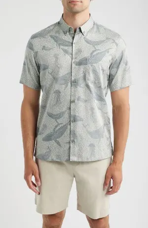 Tori Richard Marine Mosaic Jacquard Cotton Shirt - Grey