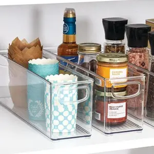 IDESIGN Plastic Stackable Pantry Bin With Handles, Set Of 2