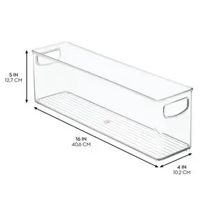 IDESIGN Plastic Stackable Pantry Bin With Handles, Set Of 2