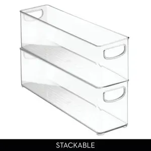 IDESIGN Plastic Stackable Pantry Bin With Handles, Set Of 2