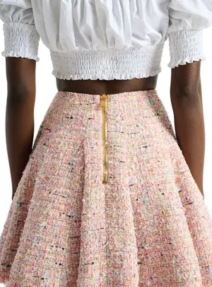 Balmain Flared Tweed Skirt