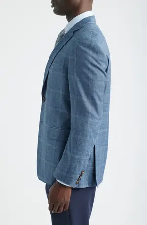 Canali Siena Regular Fit Windowpane Check Silk & Cashmere Sport Coat
