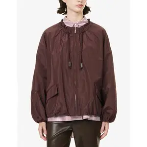 Max Mara Ruffled-collar Water-repellent Taffeta Bomber Jacket